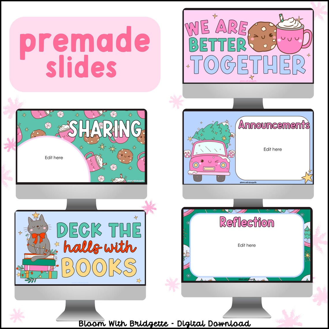 Christmas Classroom Slides, Editable Slide Template, Daily Slides ...