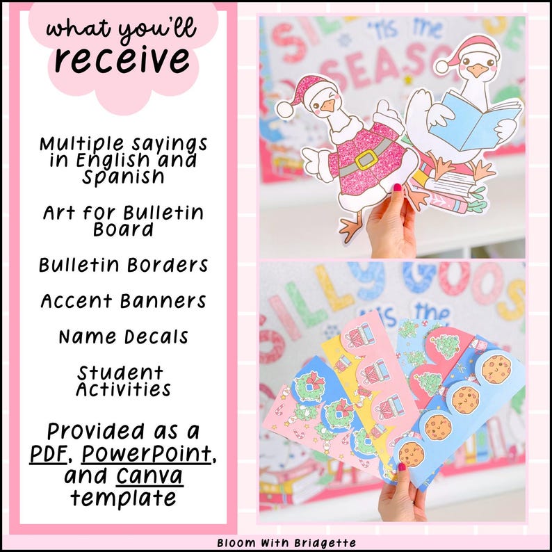 Christmas Goose Bulletin Board, Bilingual Composition Notebook Decor ...