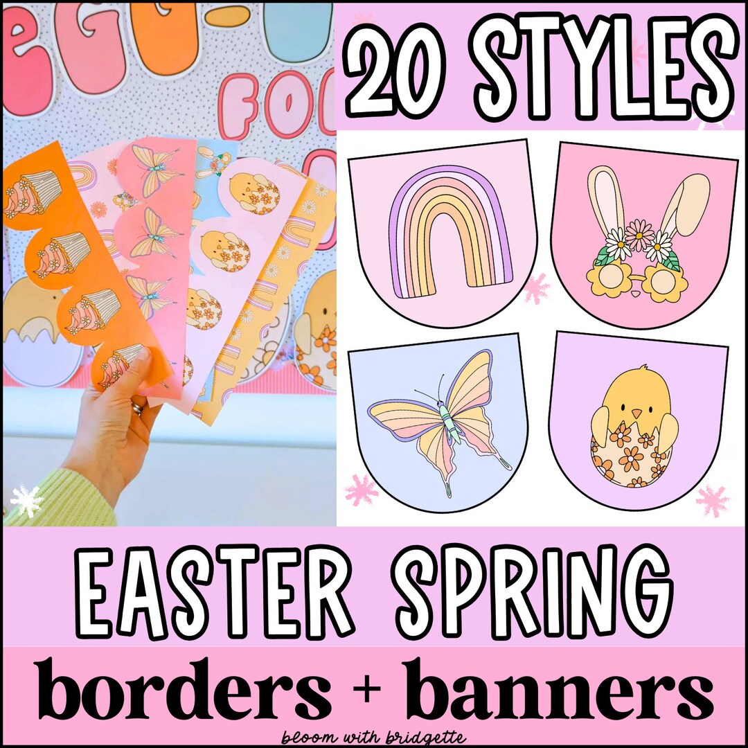 Easter Spring Bulletin Borders and Banners, Printable Spring Classroom ...