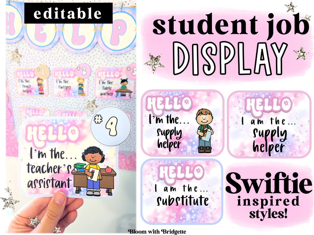 Swiftie Inspired Classroom Jobs Display, Pastel Classroom Decor, Class ...