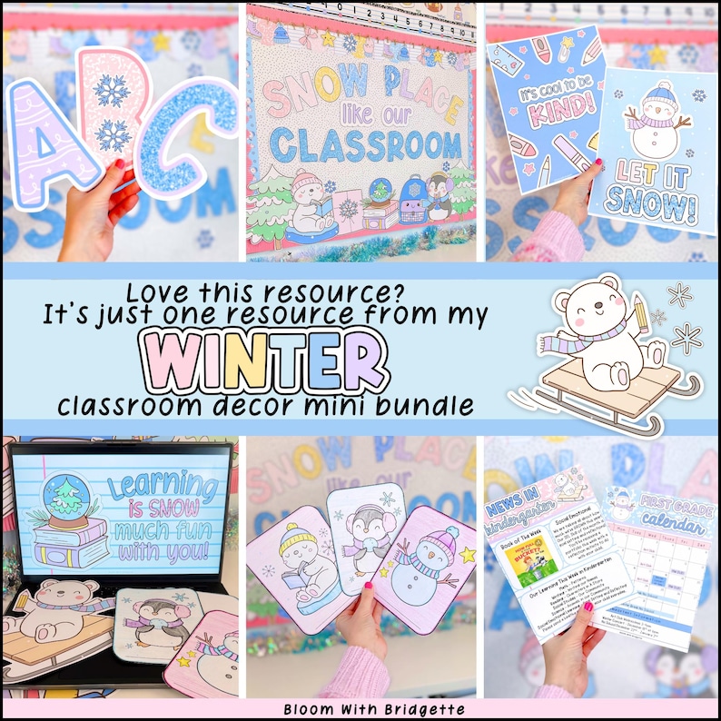 Bilingual Winter Bulletin Board, Composition Notebook Decor, Winter ...