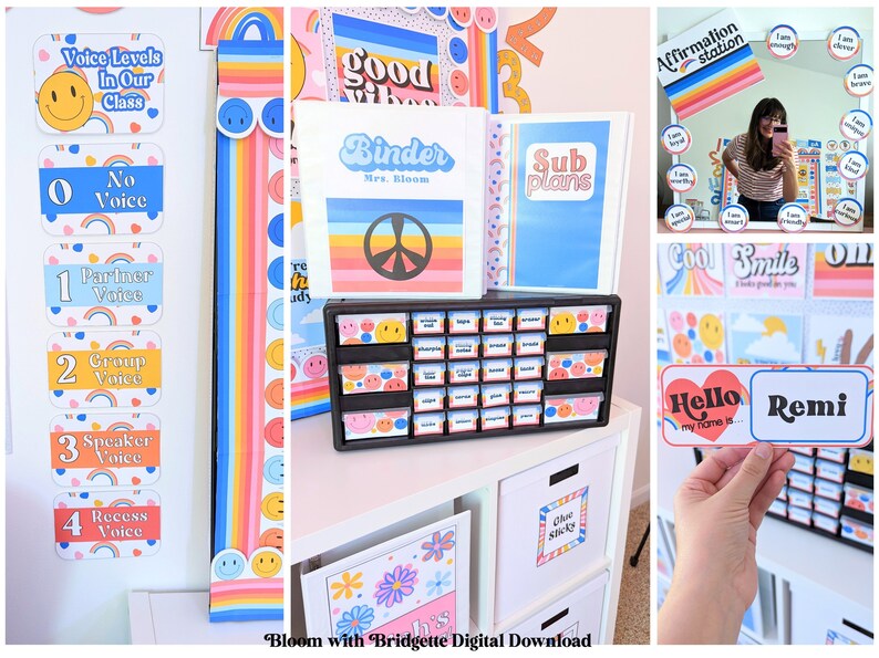 Retro Classroom Decor Bundle Groovy Rainbow 70's - Etsy