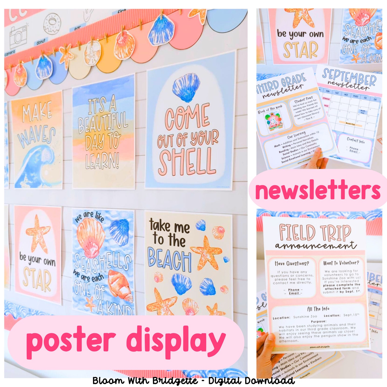 Beach Classroom Decor Mini Bundle, Coastal Classroom Theme, Bulletin ...