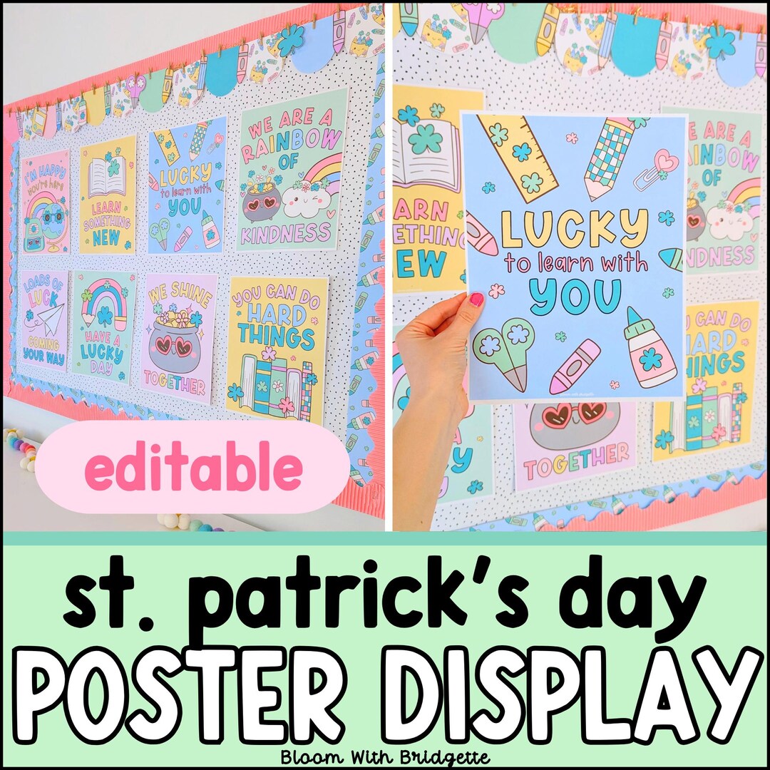 St. Patrick's Day Classroom Poster Display, Editable Classroom Posters ...