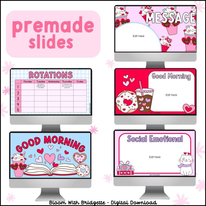 Valentine's Day Classroom Slides, Editable Slide Template, Daily Slides ...