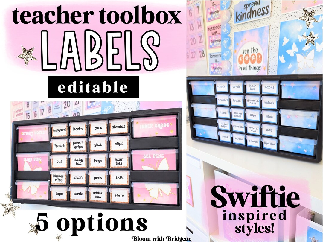 Swiftie Inspired Teacher Toolbox Labels, Pastel Classroom Decor ...