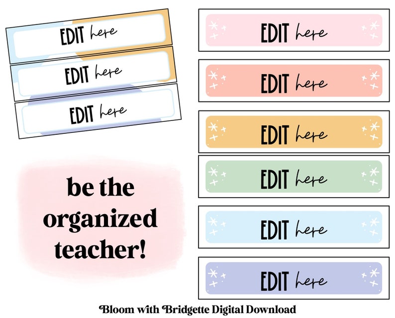 Pastel Rolling Cart Labels, Modern Pastel Classroom Decor, Teacher Cart ...