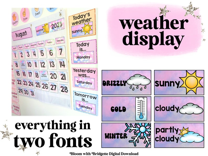 Swiftie Inspired Calendar and Weather Display, Pastel Classroom ...