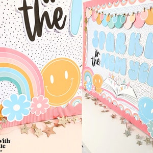 New Year Bulletin Board, Student Goal Setting Activity, Retro Classroom ...
