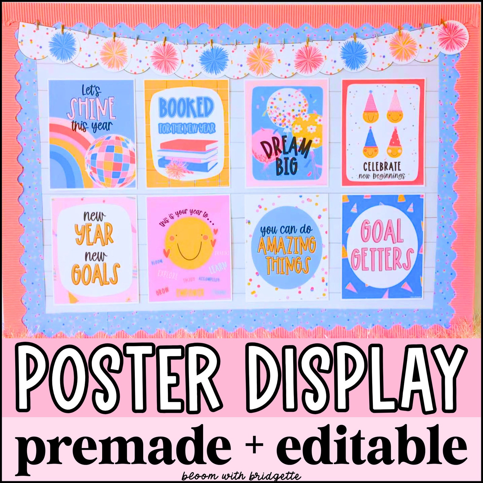 New Year Classroom Posters, Editable Bulletin Board, Classroom Door ...