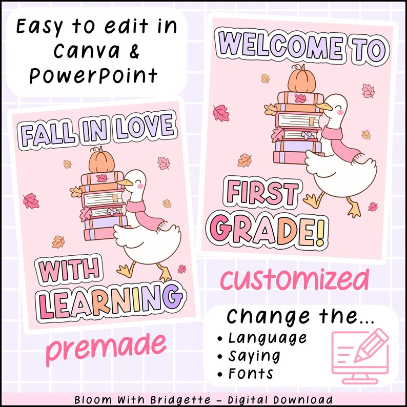 Fall Goose Posters | Bilingual Classroom Decor | Composition Notebook ...