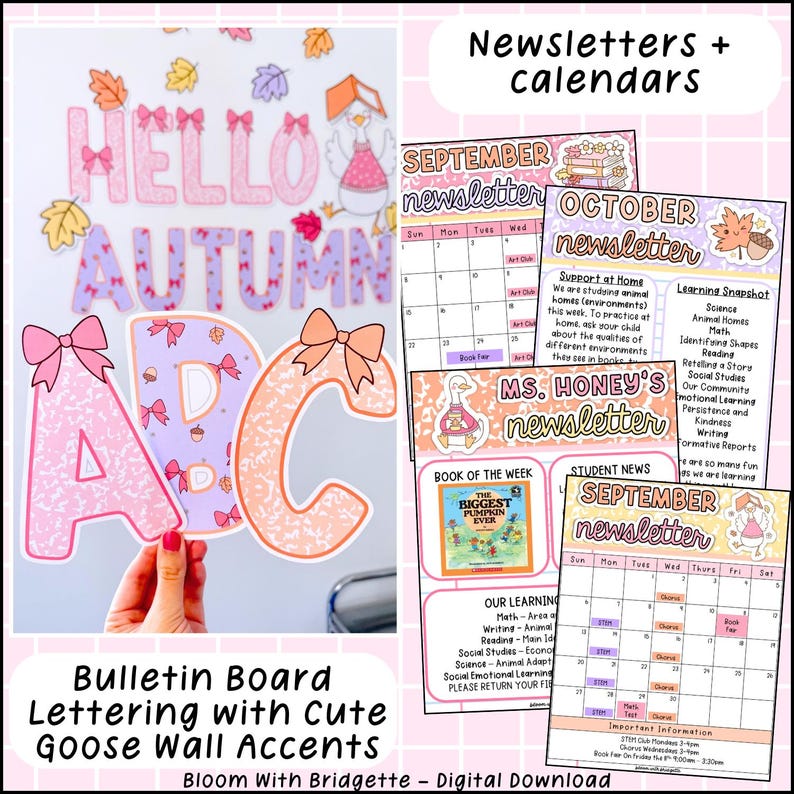 Fall Goose Classroom Decor Bundle, Bilingual Bulletin Board, Posters ...