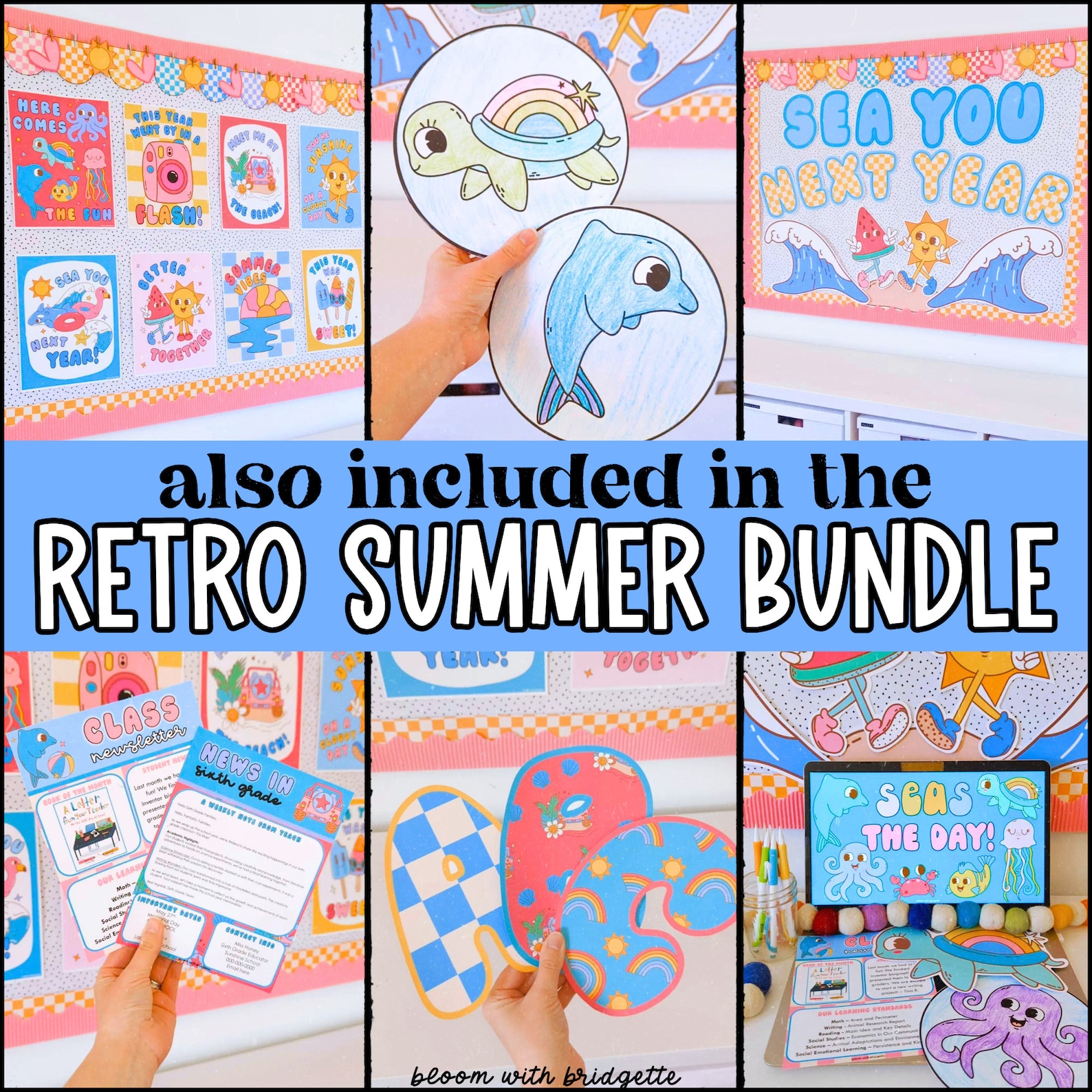 Retro Summer Bulletin Borders and Banners, Printable Summer Classroom ...