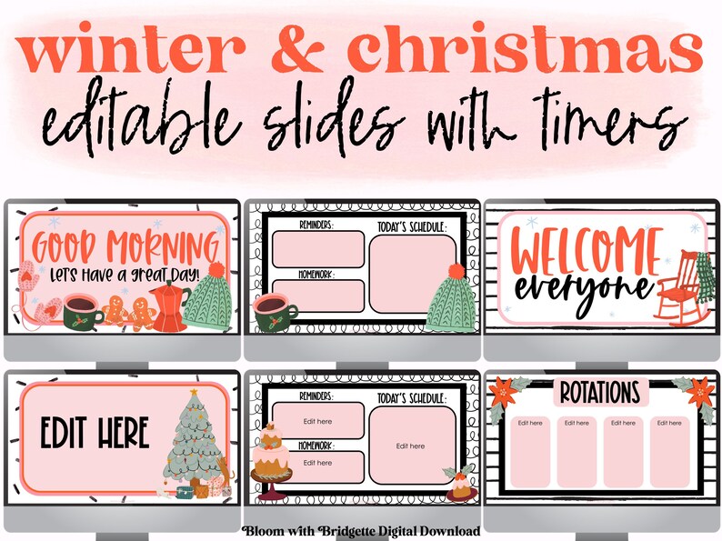 Seasonal Classroom Slide Templates With Timers Bundle, Holiday ...