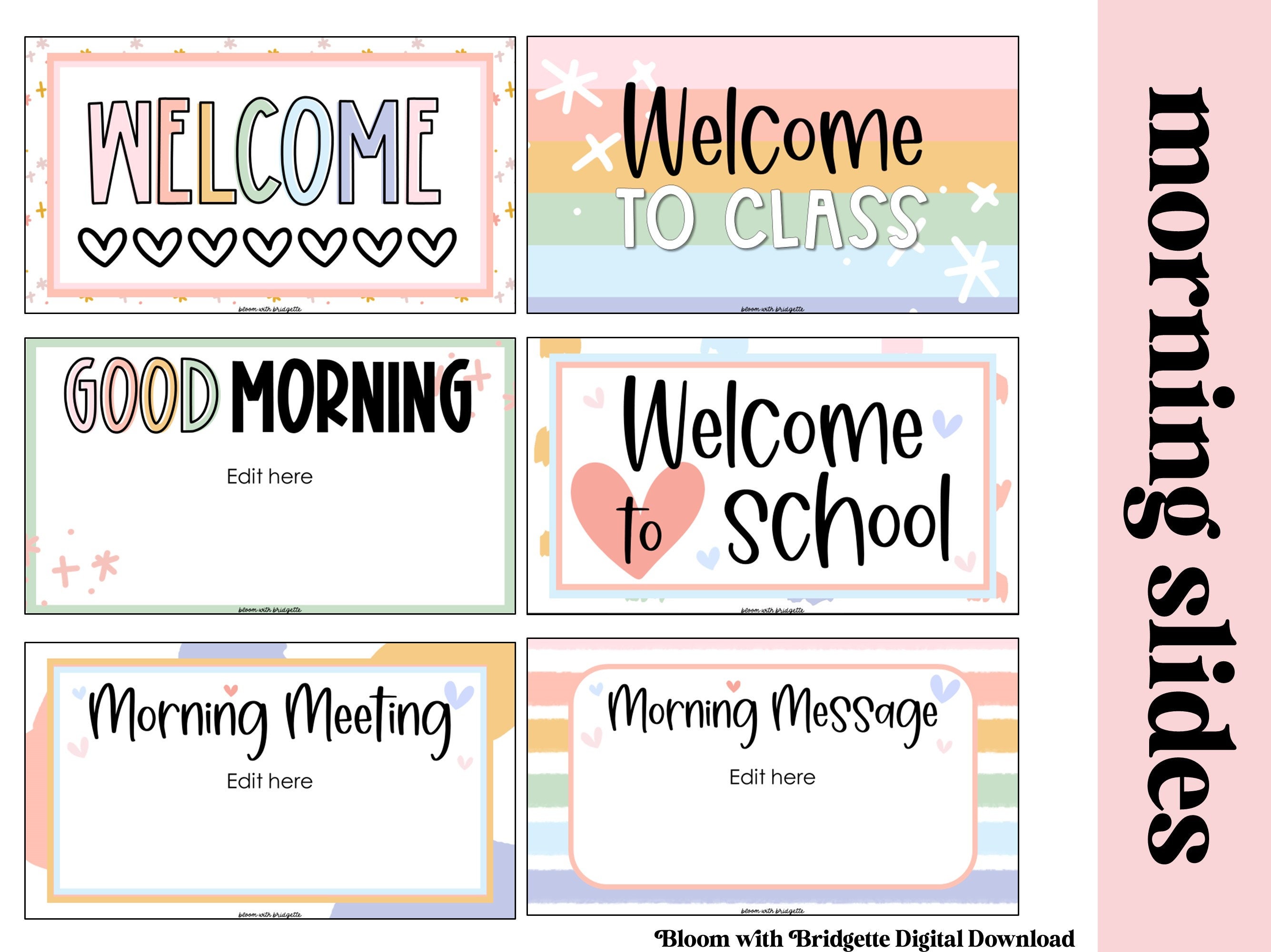 Modern Pastel Editable Slide Templates, Editable Classroom Decor ...