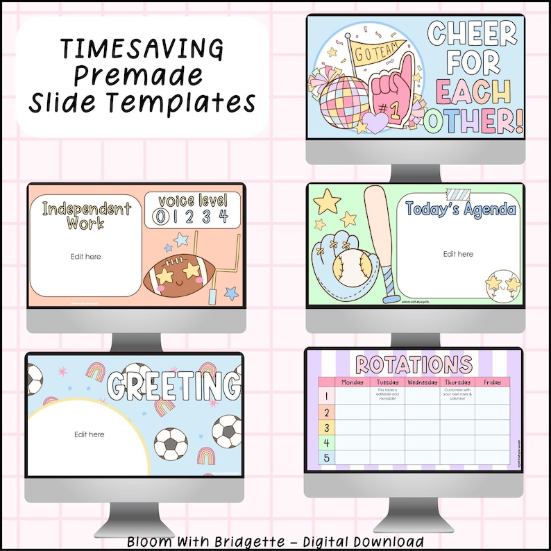 Sports Classroom Slides With Timers: Editable Templates (canva, Google ...