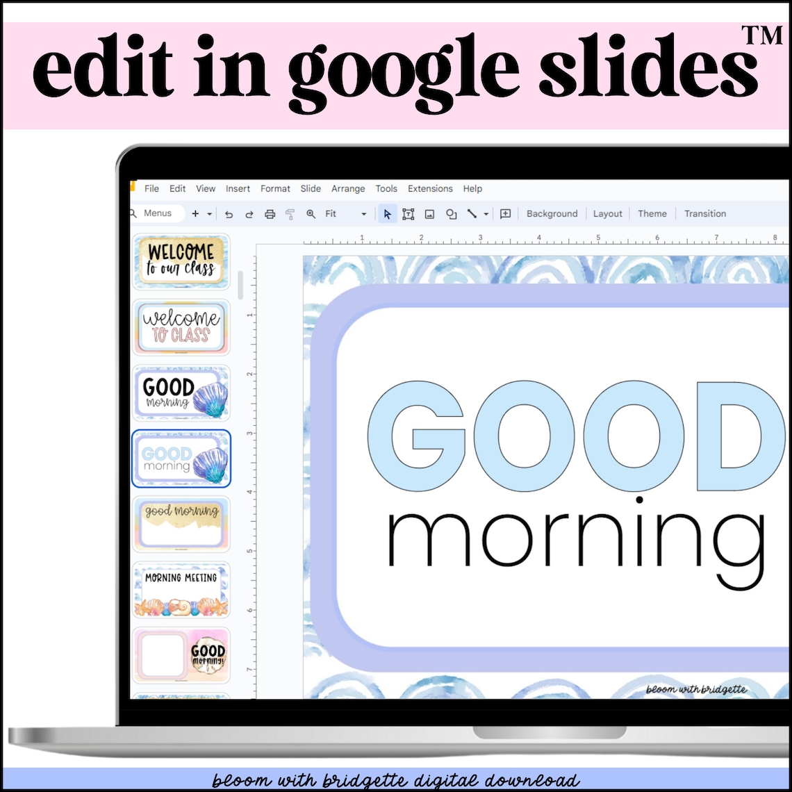 Beach Theme Classroom Slides, Calm Classroom Slides, Editable Slide ...