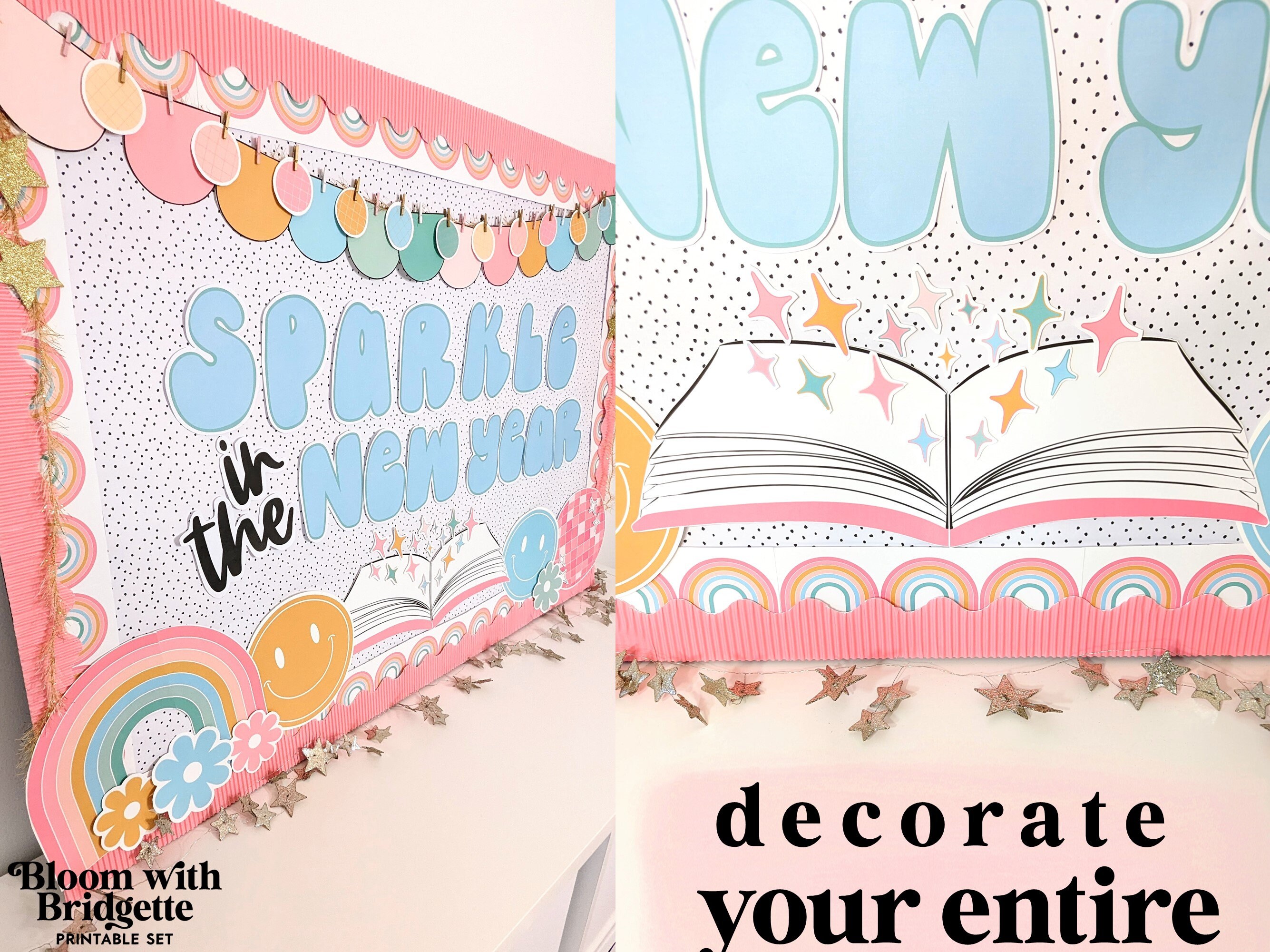 New Year Bulletin Board, Student Goal Setting Activity, Retro Classroom ...