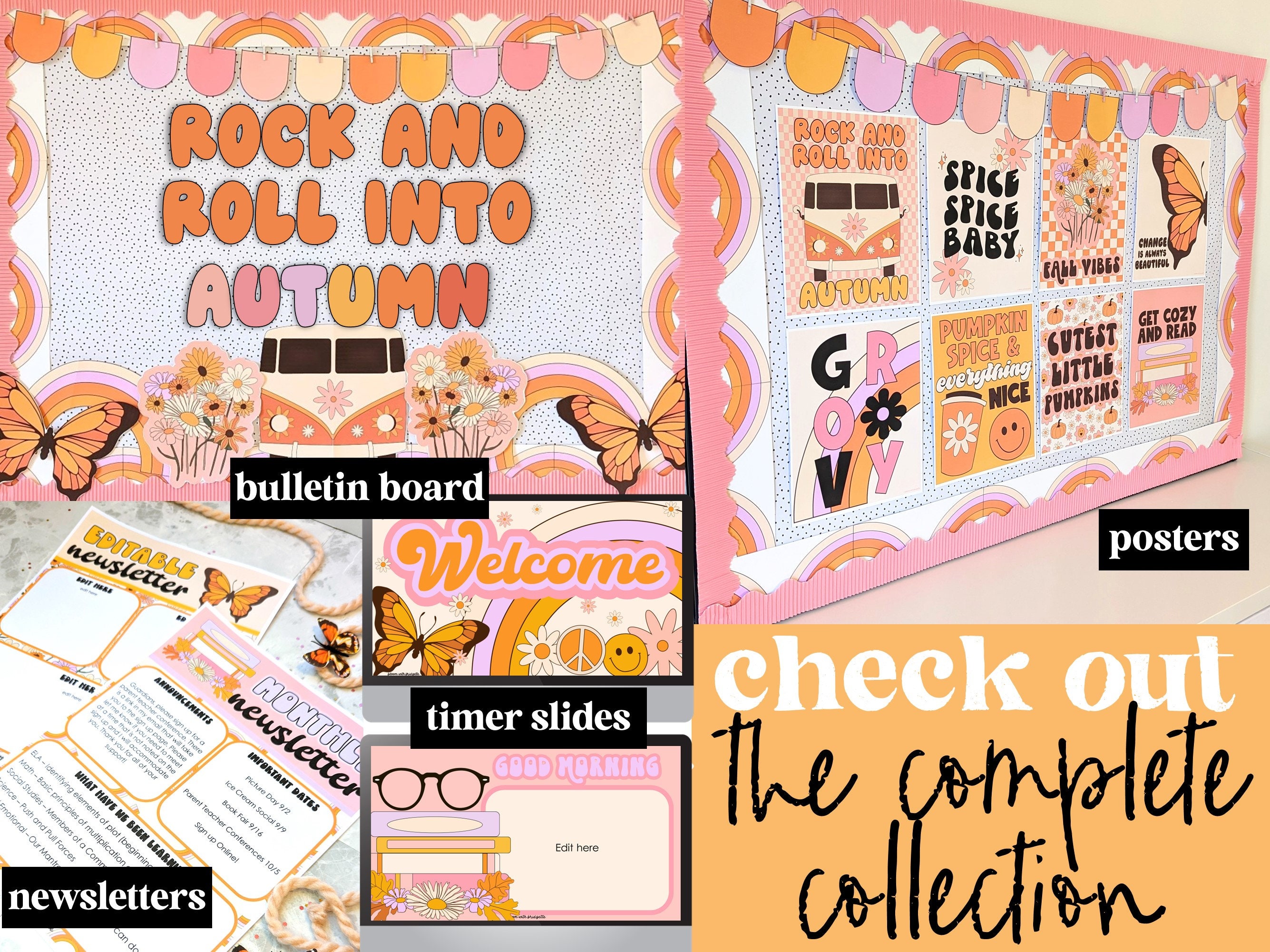 Retro Fall Posters, Fall Bulletin Board Display, Autumn Classroom Door ...