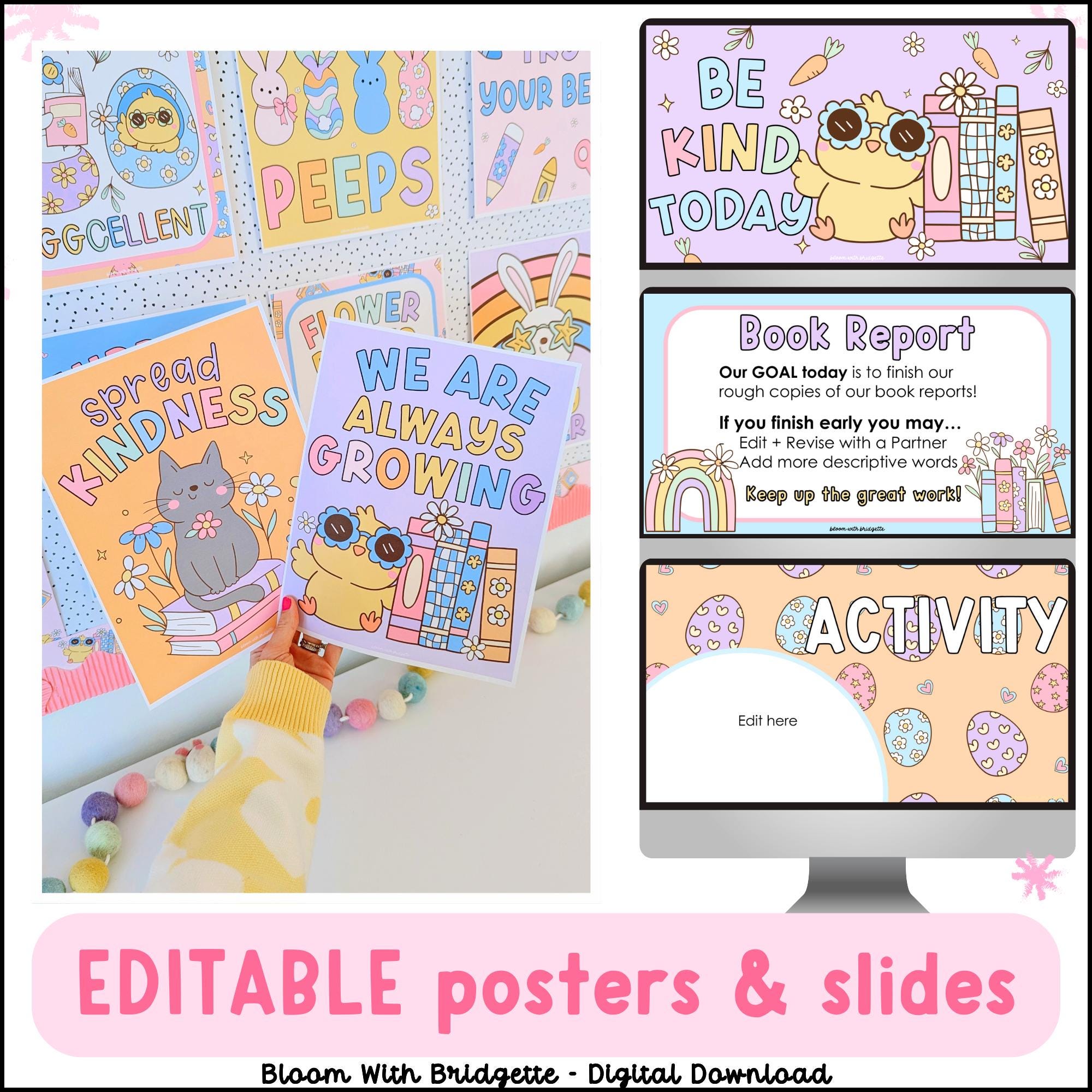 Easter Classroom Decor Bundle, Cutesy Spring Bulletin Board, Posters ...