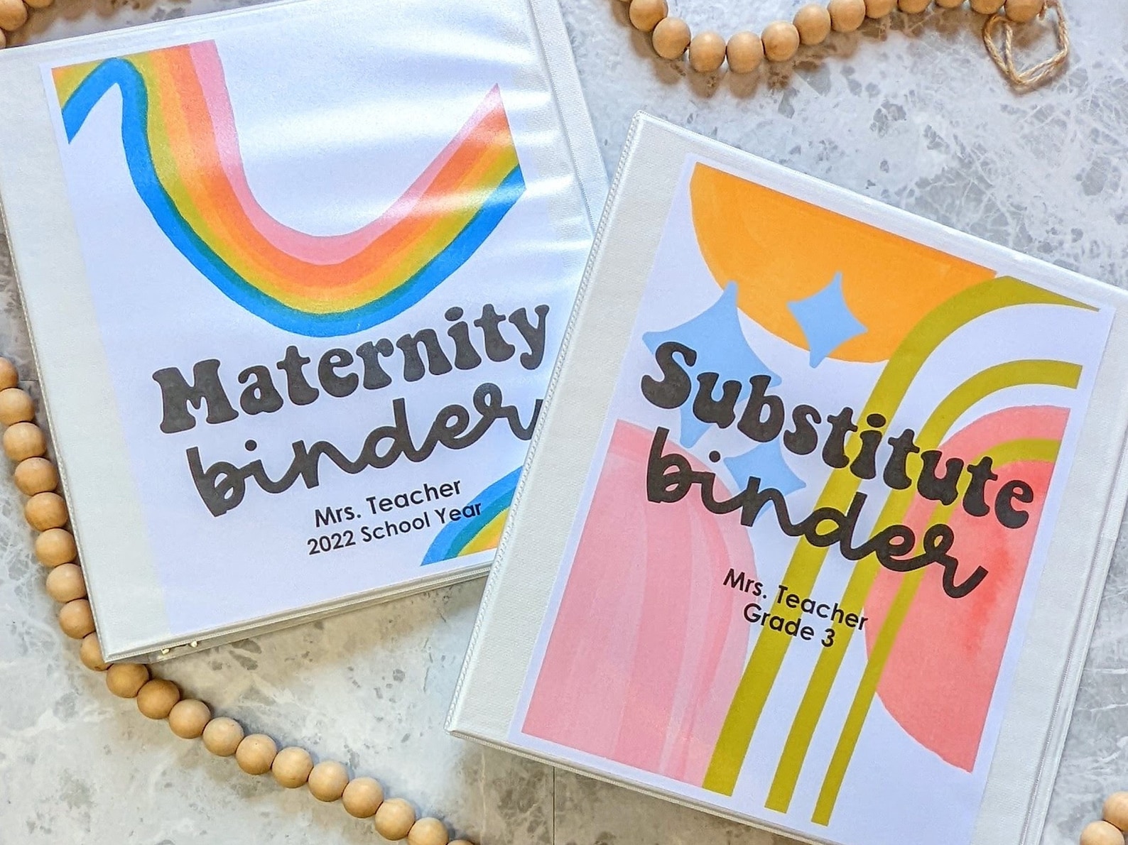 Retro Editable Substitute Binder, Daily Subbing, Maternity Leave Binder ...