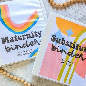 Retro Editable Substitute Binder, Daily Subbing, Maternity Leave Binder ...