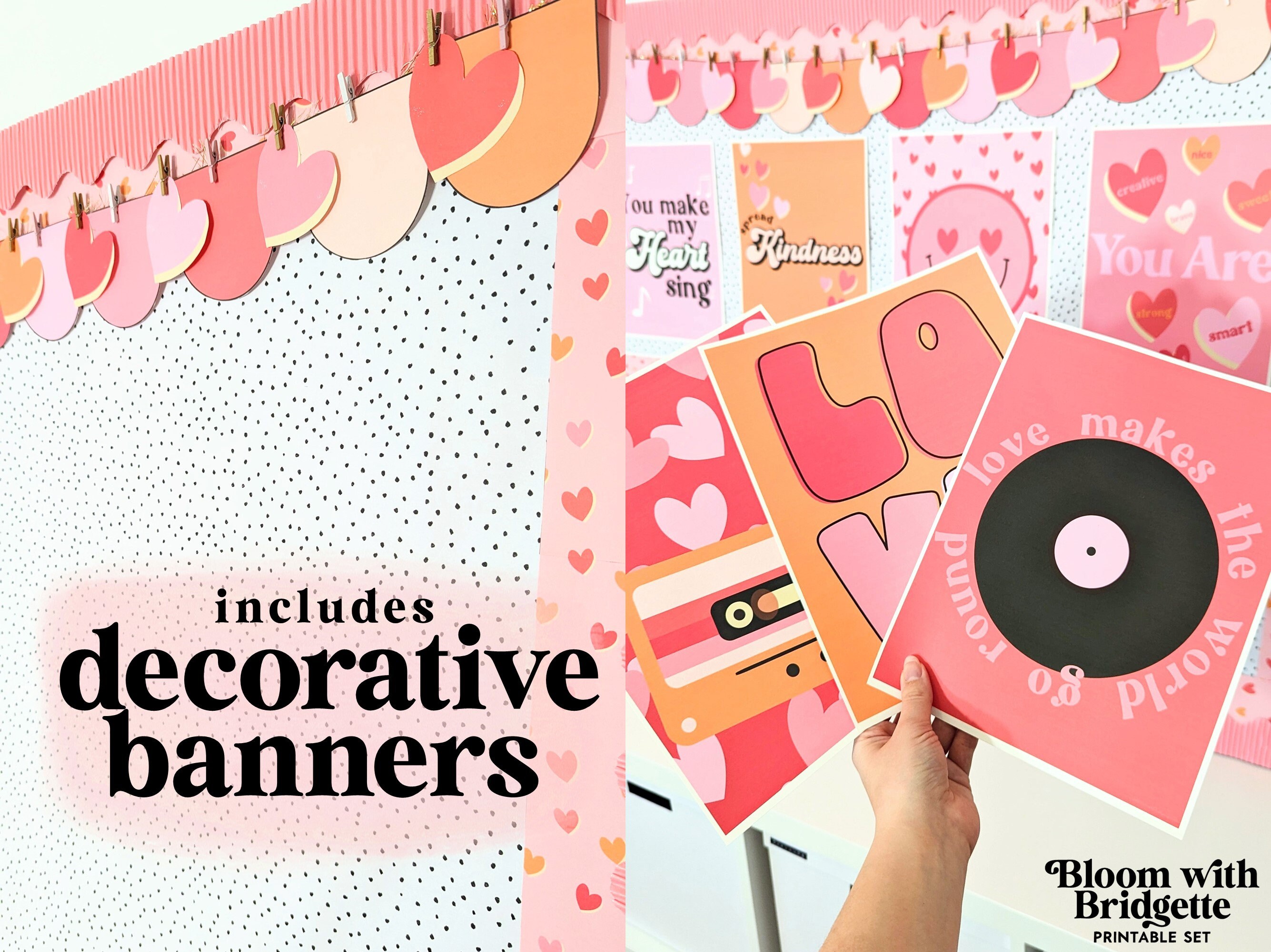 Retro Valentine's Day Classroom Posters February Bulletin - Etsy