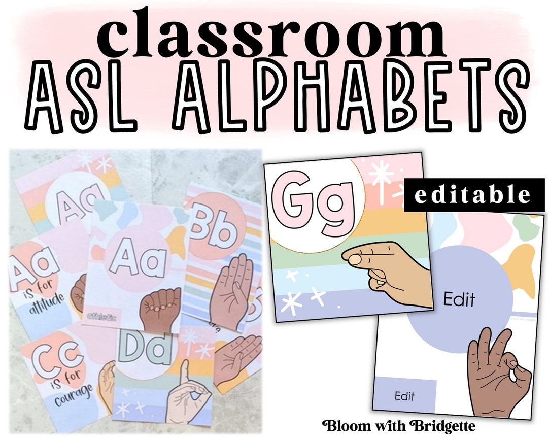 ASL (american Sign Language) Alphabet Posters, Modern Pastel Classroom ...