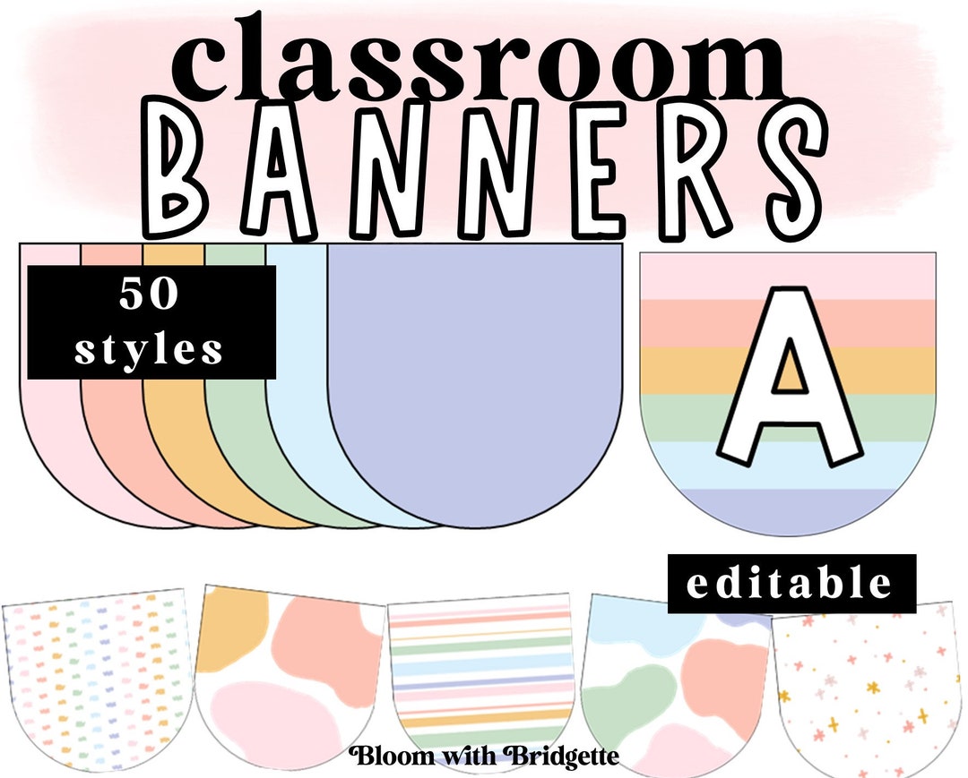 Modern Pastel Classroom Banners, Buntings, Printable Classroom Decor ...