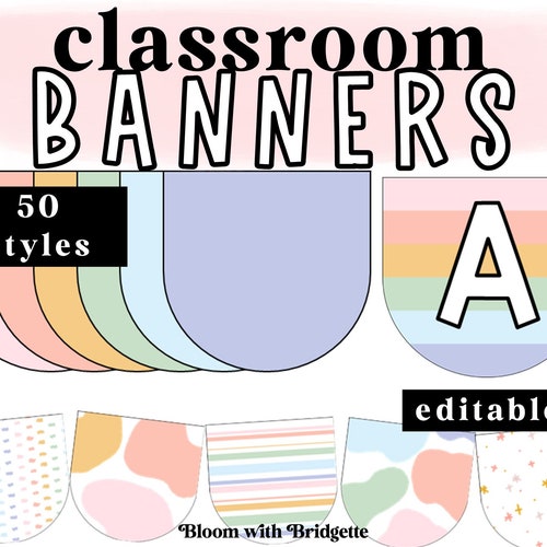 Modern Pastel Classroom Banners Buntings Printable Classroom - Etsy