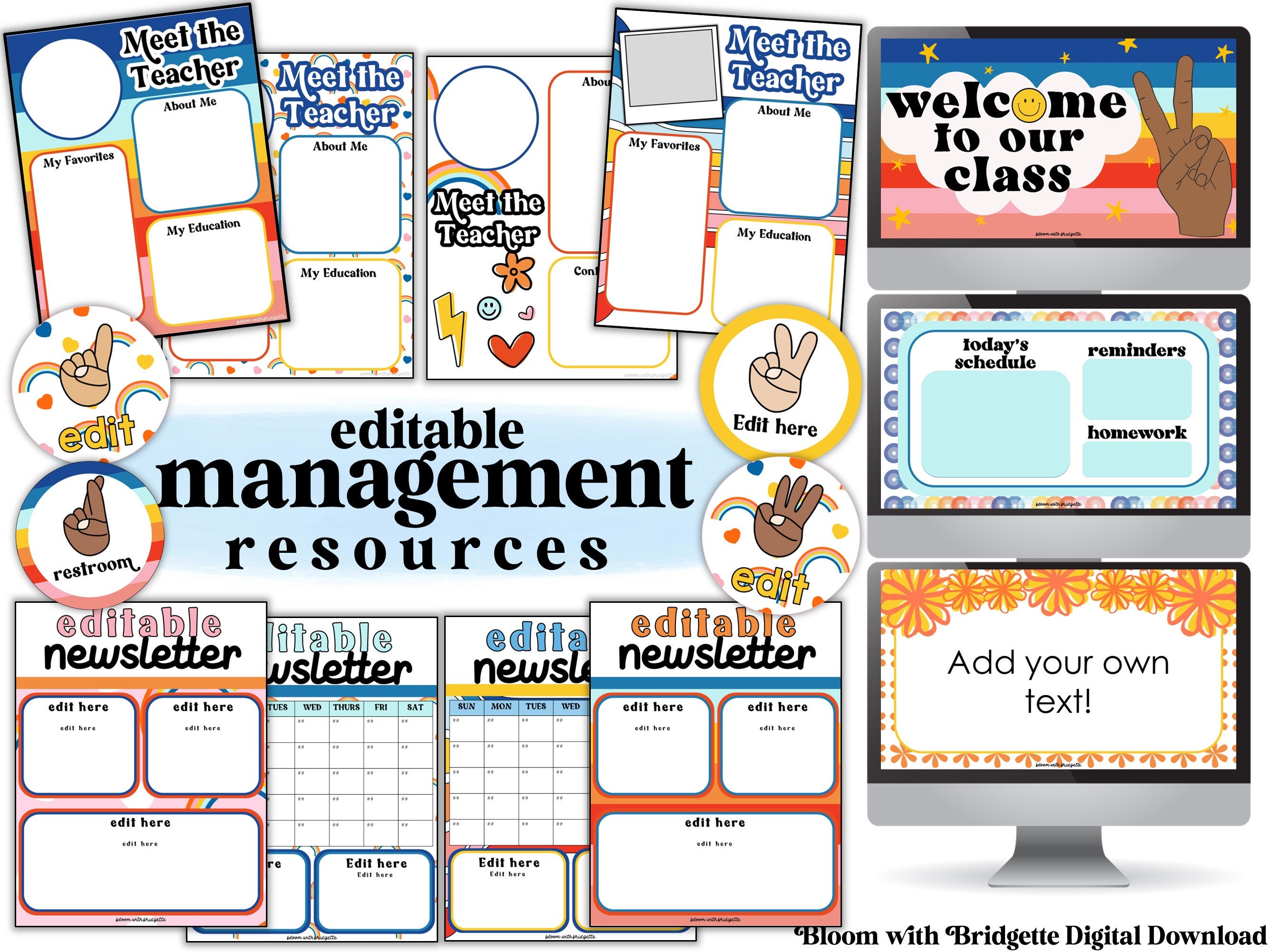 Retro Classroom Decor Bundle, Groovy Rainbow, 70's Classroom Theme ...