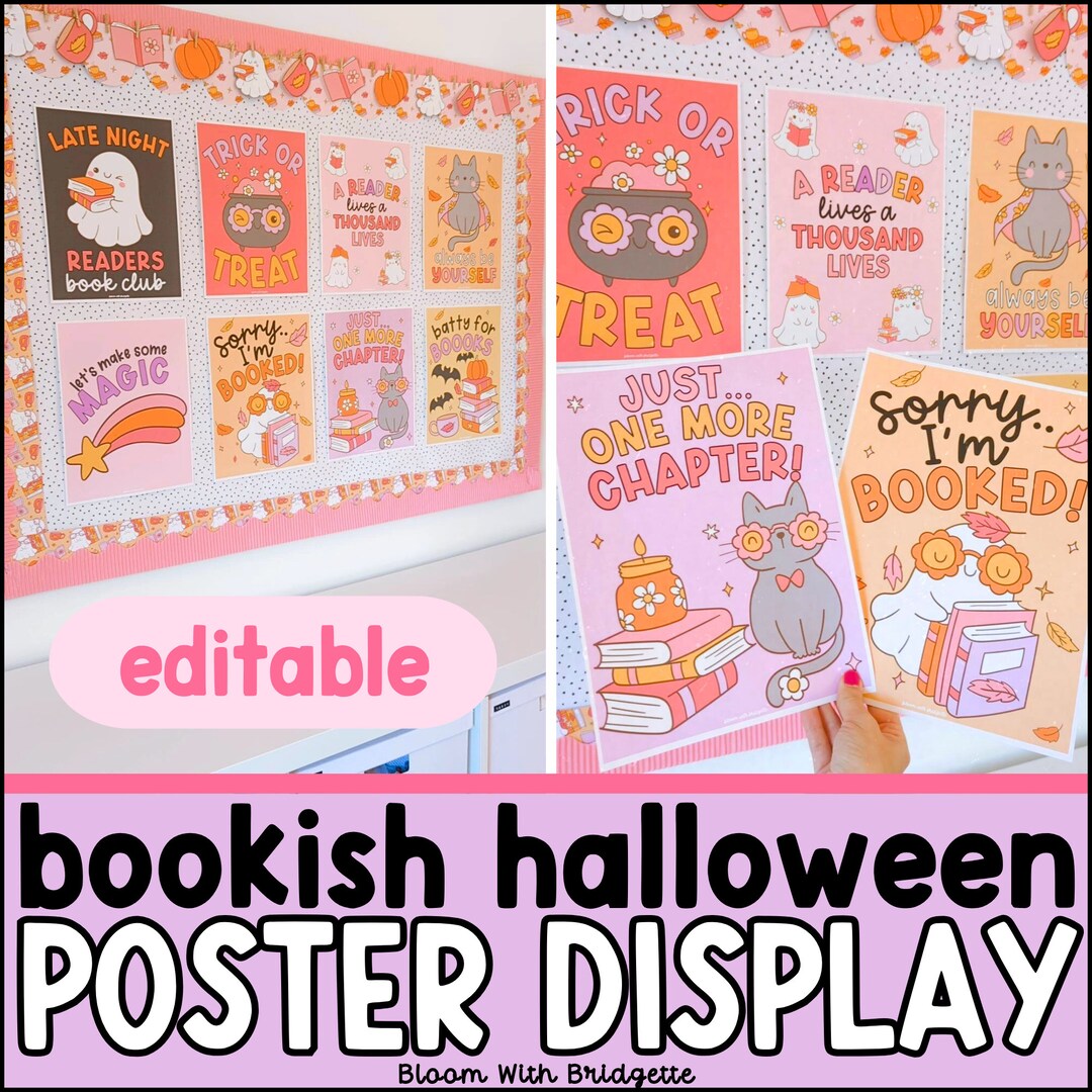 Cute Halloween Classroom Posters, Editable Posters, Bookish Bulletin ...
