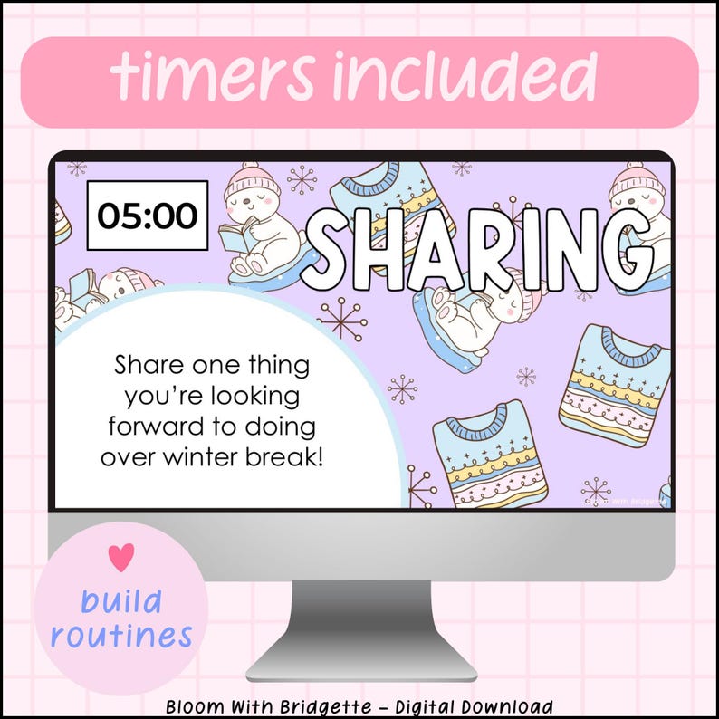 Winter Classroom Slide Templates With Timers, Editable Daily Slides ...