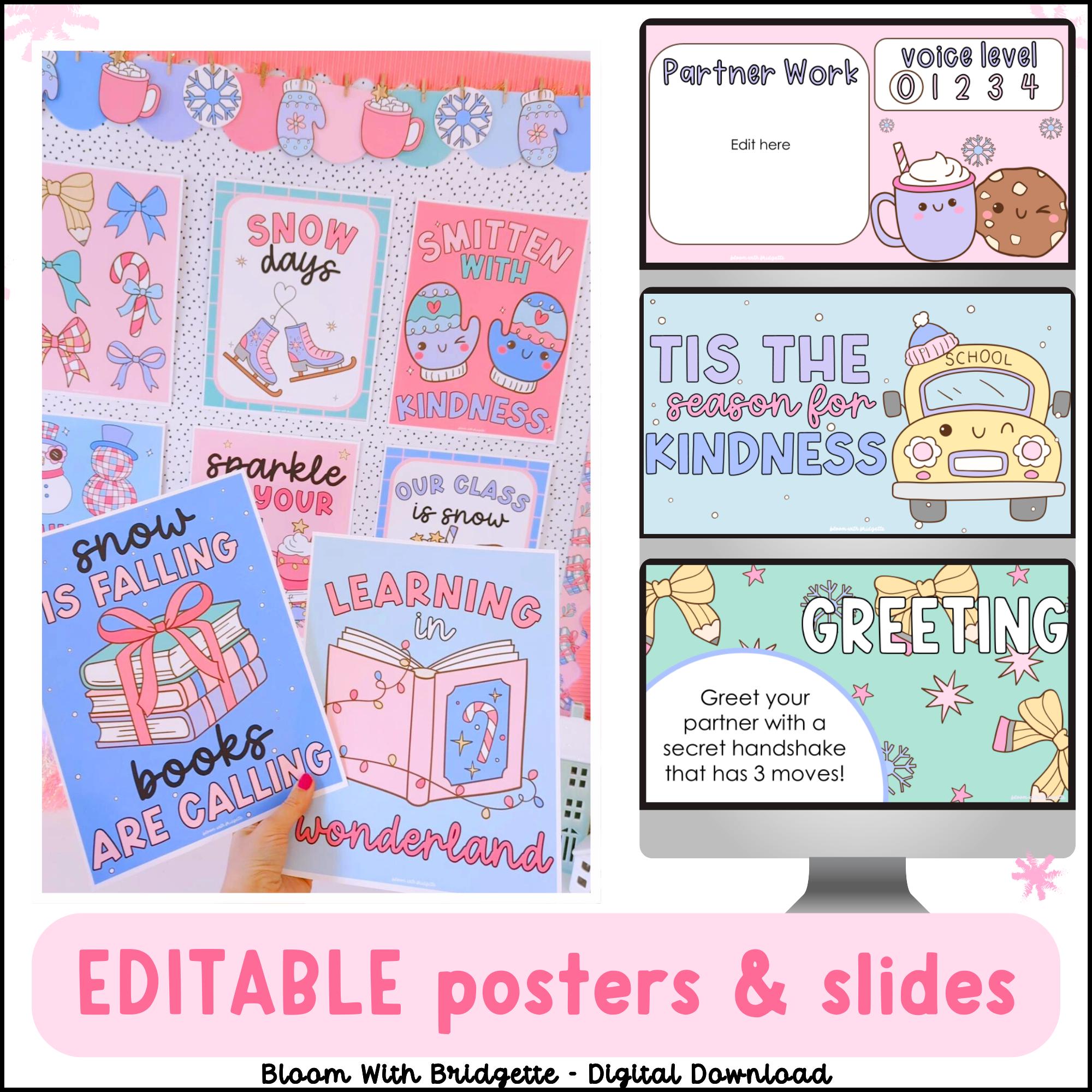 Winter Classroom Decor Bundle, Bulletin Board, Classroom Slides ...