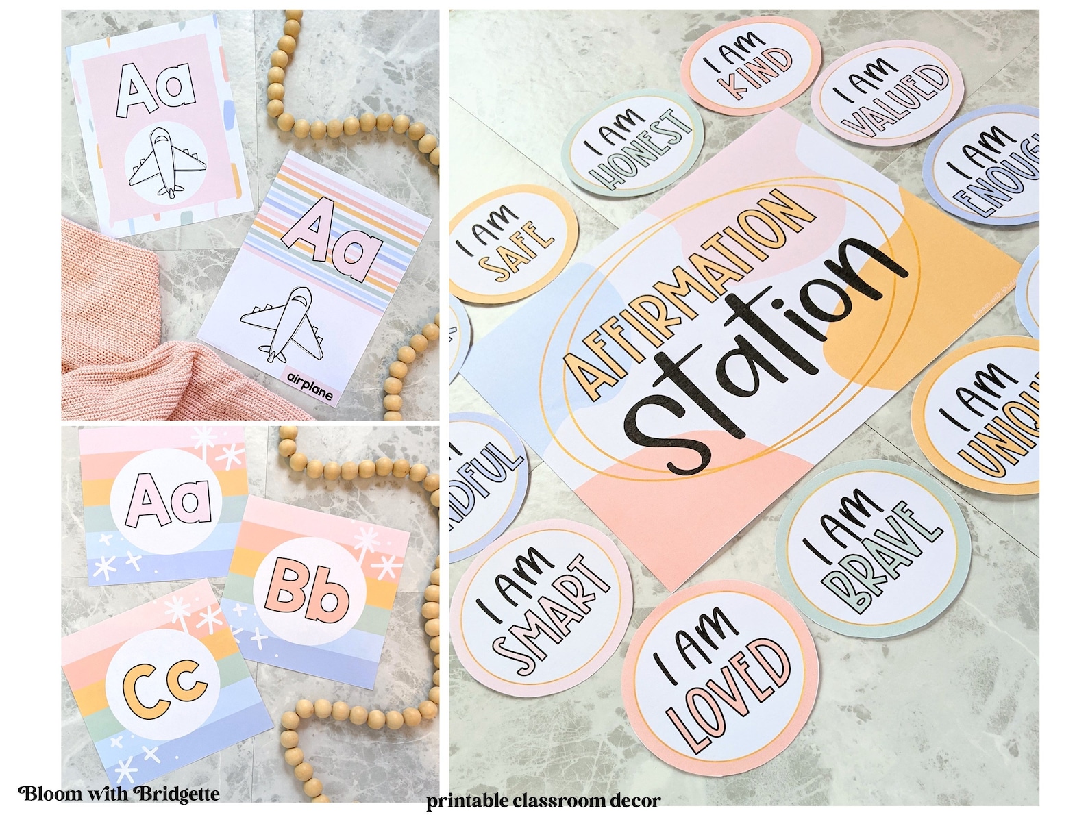 Modern Pastel Classroom Decor Bundle Editable, Calm Classroom Decor ...