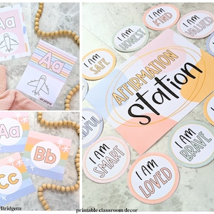 Modern Pastel Classroom Decor Bundle Editable, Calm Classroom Decor ...