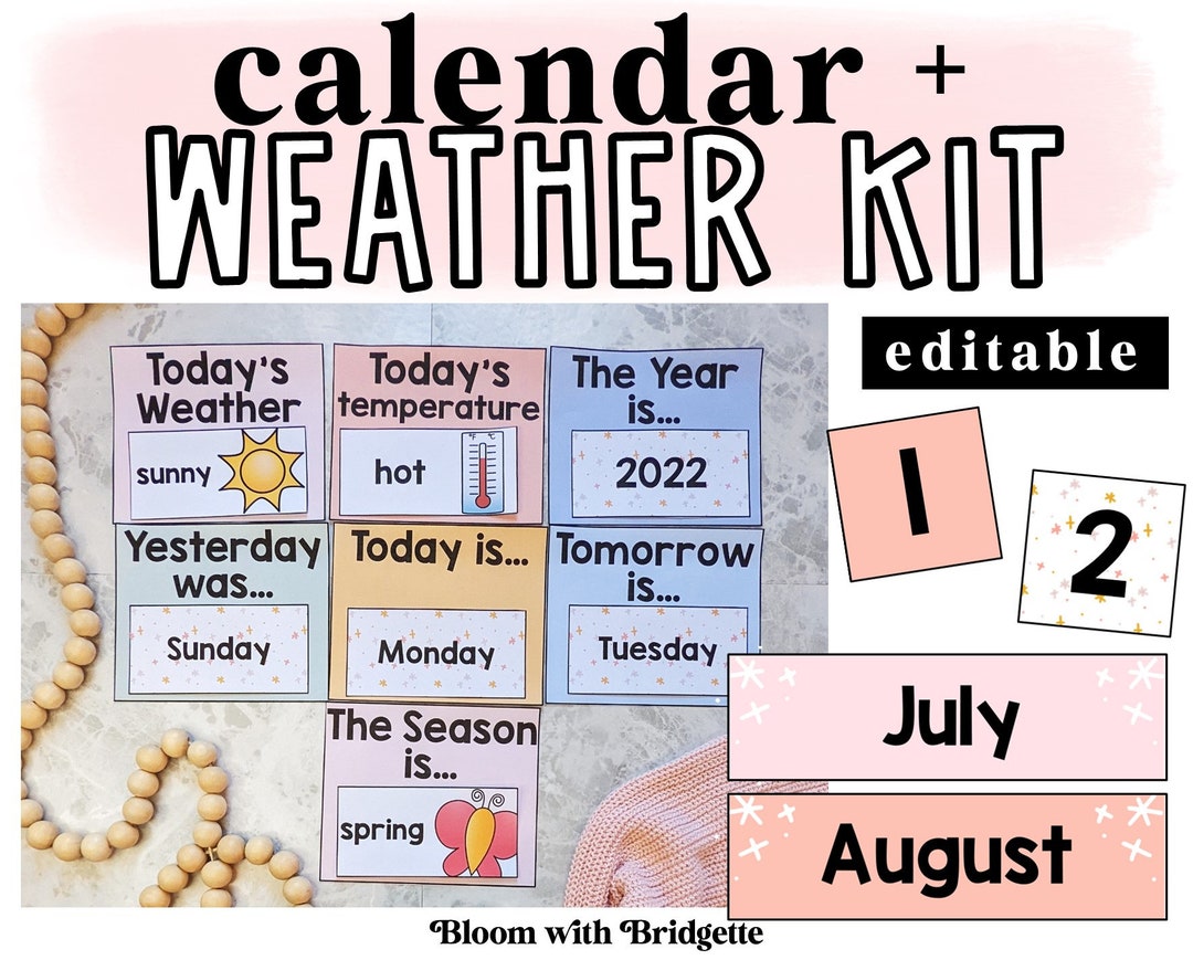 Classroom Calendar Display and Weather Station, Modern Pastel Classroom ...