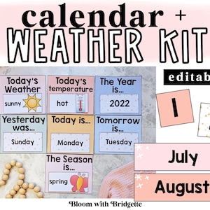 Classroom Calendar Display and Weather Station, Modern Pastel Classroom ...