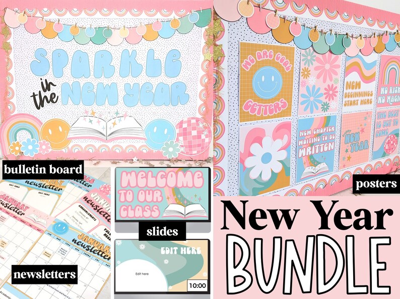 New Year Classroom Decor Bundle New Year Bulletin Board - Etsy