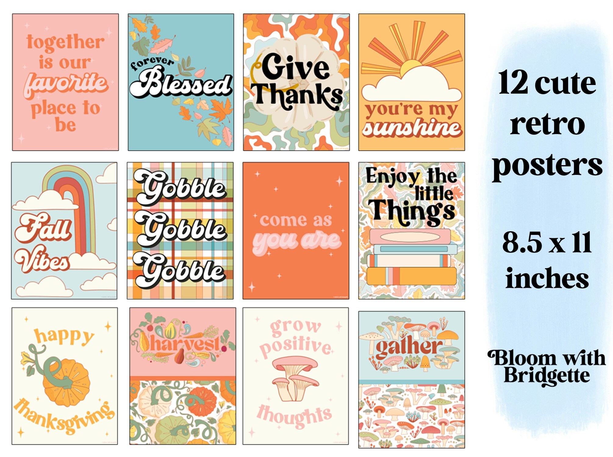 Retro Thanksgiving Posters Thanksgiving Bulletin Board - Etsy