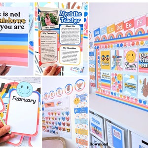 Retro Classroom Decor Bundle, Groovy Rainbow, 70's Classroom Theme ...
