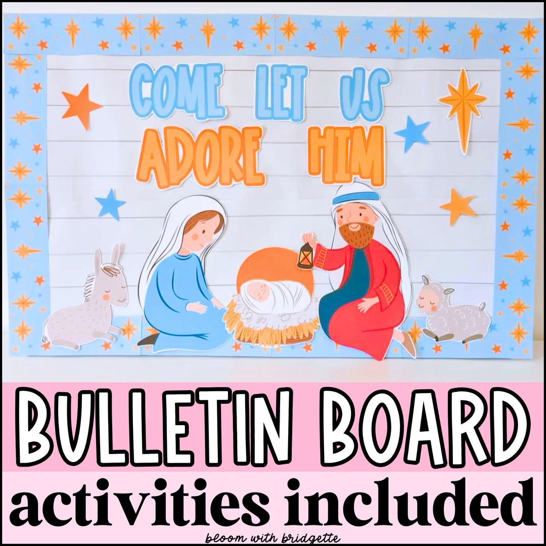 Nativity Bulletin Board, Christmas Classroom Decor, Holiday Door Decor ...