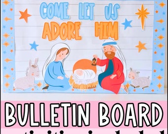 Nativity Bulletin Board, Christmas Classroom Decor, Holiday Door Decor ...
