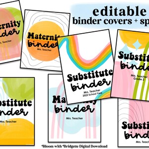 Retro Editable Substitute Binder, Daily Subbing, Maternity Leave Binder ...