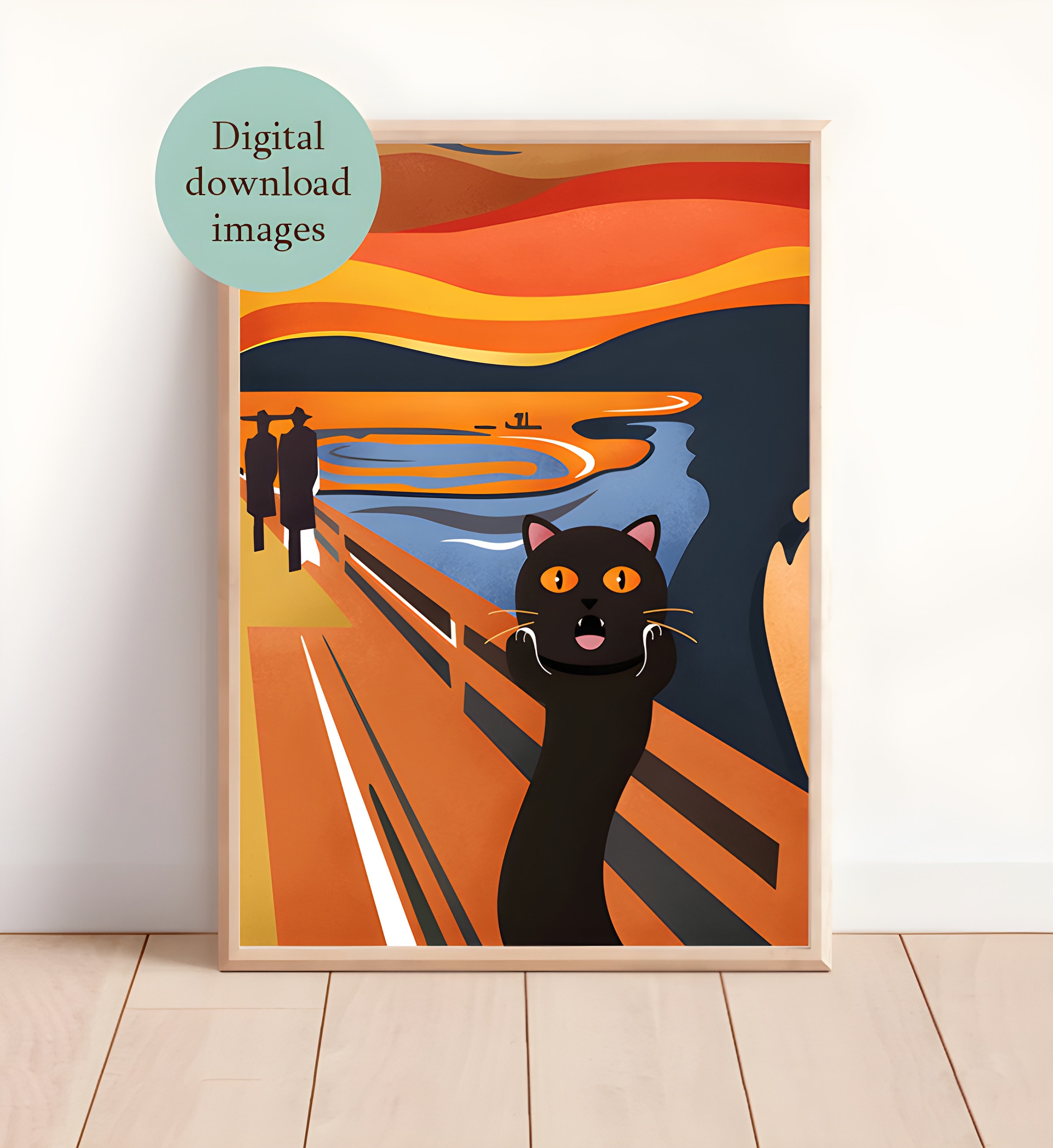 Printable the Scream Cat Modern Wall Art, Expressionism, Edvard Munch ...