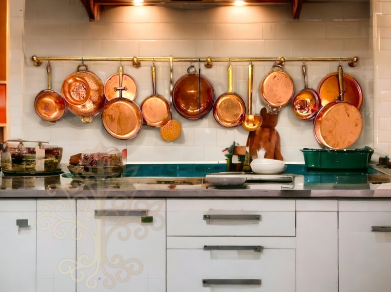 Unlacquered Brass Pot Rack S Hooks Rustic Kitchen Storage - Etsy