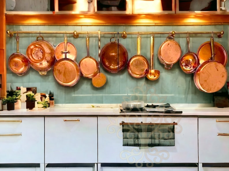 Unlacquered Brass Pot Rack S Hooks Rustic Kitchen Storage - Etsy