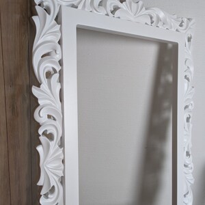 White Rectangular Frame, Large Wood Carved Decorative Frame, Vintage ...