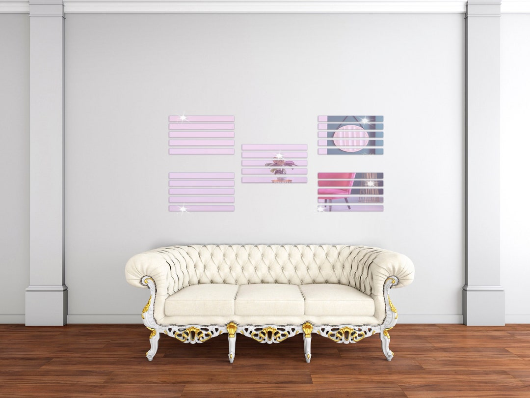Modern Multicolor Acrylic Mirror Stripes: Self Adhesive Wall Decor - Etsy