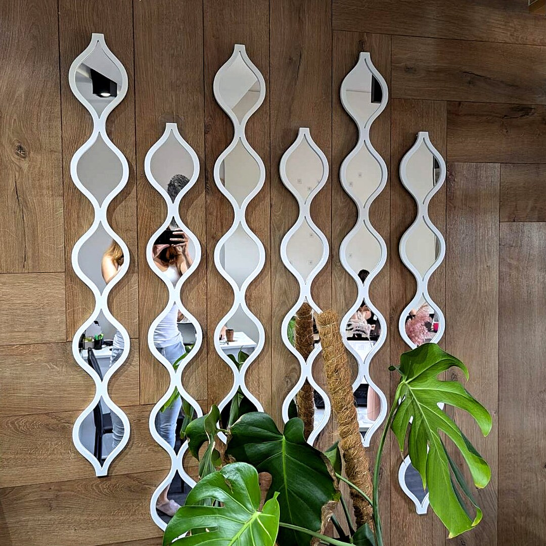 Acrylic Water Drop Mirror Set: White Frame Wall Decor - Etsy